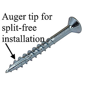 #8 x 1-1/4" Flat Head Wood Screws - #2 Philips Drive - Countersinking Nibs - Auger Point - Deep Thread Design for Cabinets & All Interior Work - Zinc Plated - 1,000 Screws