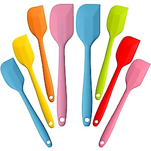 Silicone Spatula Set of 8, 6 Small and 2 Large Non-stick Heat-Resistant Rubber Spatulas with Stainless Steel Core