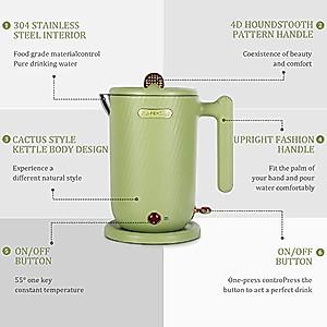 Small Electric Kettle,Retro Electric Kettle Stainless Steel Double Wall Electric Kettle with Automatic Shut Off, for Tea and Coffee (BPA free)