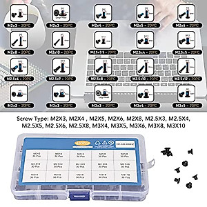 KUIDAMOS Laptop Screws, Portable Sturdy Durable Replacement Notebook Computer Screws Carbon Steel with Storage Box for Electronic Repair for Laptop Repairs