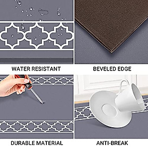 LuxStep Kitchen Mat [2 PCS] Anti-Fatigue Kitchen Rug,Non Slip Kitchen Rugs and Mats Waterproof Memory Foam Kitchen Rug, Standing Desk Mat Floor Mats for House,Sink,Office,Kitchen Grey