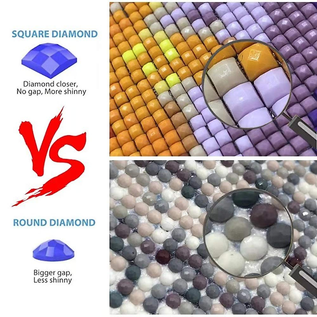 DIY 5D Square Diamond Painting by Number Kit, Angel Paint by Sticker Rhinestone Embroidery Kits for Adults Cross Stitch for Children Supply Arts Craft Canvas Wall Decor Stickers Home 12x16 inches