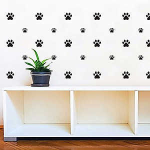49 Pieces/Set Dog Paws Wall Decals Vinyl Pawprints Sticker Animal Footprint Wall Art Decoration for Kids Boy Girl Baby Nursery Bedroom Living Room Animal Tracks Decor YMX21 (Black)