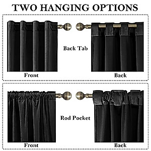 HOMEIDEAS Black Velvet Curtains 84 Inches 2 Panels Soft Velvet Blackout Curtains for Bedroom Window Drapes Rod Pocket Back Tab Room Darkening Thermal Insulated Curtains, 52Wx 84L