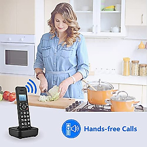 wugui D1102B dless Phone with Answering Machine Caller ID/Call Waiting 1.6 inch Backlight L 3 Lines Screen Display Re able Batteries Port 16 Languages for Office Home Conference