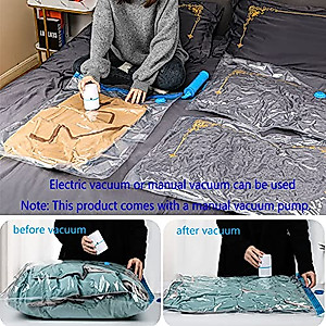 Vacuum Storage Bags, Reusable Compression Space Saver Bags, 12 Pack, 4 X Medium, 4 X Large, 4 X Extra Large, With Free Hand Pump, for Travel, Clothes, Mattress, Blanket, Pillows, Comforters
