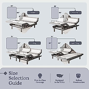 Sven & Son Platinum Series Adjustable Bed Base + 14" Premium Memory Foam Mattress, Platform Frame Compatible, Lumbar Support, USB Ports, Zero Gravity, Dual Massage, Wireless Remote - Split King