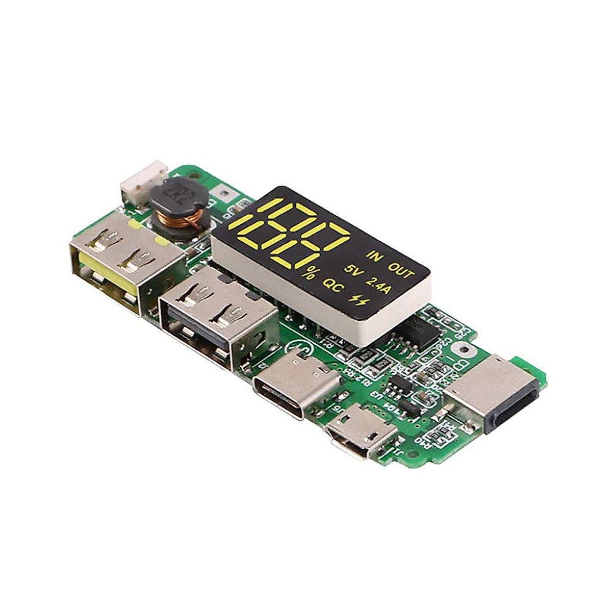 Acxico 1Pcs Dual USB Micro Type-C Flash USB Power Bank DIY Charger Module for Battery