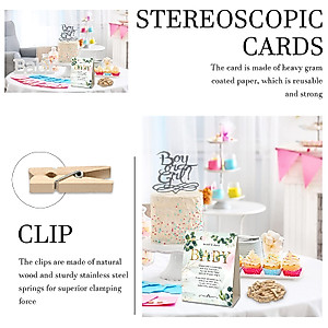 61 Pieces Don't Say Baby Sign 5 x 7 Inch Baby Shower Games and 60 Mini Clothespins Shower Games for Guests Prizes with Baby Shower Pins for Gender Reveal Favors Party Decorations (Greenery Style)