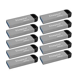 Kingston DataTraveler Kyson 32GB High Performance USB 3.2 Metal Flash Drive Durable and Lightweight (10-Pack)