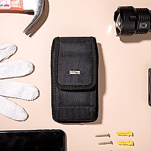 PiTau Holster for Galaxy S23+ Plus 22+ S21+ S20+ S10+ S9+ Plus A20 A50 A51 A52 A53 Cell Phone Belt Case with Clip Pouch Holder Cover (Fits Samsung Galaxy Phones with Protective Case on) Large Black