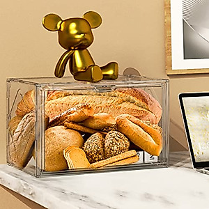 ONLYOILY 2PCS Upgrade Large Bread Box for Kitchen Countertop, Plastic Bread Box Bread Holder, Stackable Double Layer Bread Storage Container, Clear Bread Boxes for Kitchen Countertop, Pantry Storage