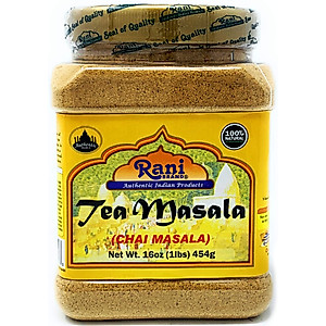 Rani Tea (Chai) Masala Indian Spice Blend 16oz (1lb) 454g Bulk PET Jar ~ All Natural | Vegan | Gluten Friendly | Salt & Sugar Free | NON-GMO | No Colors | Indian Origin