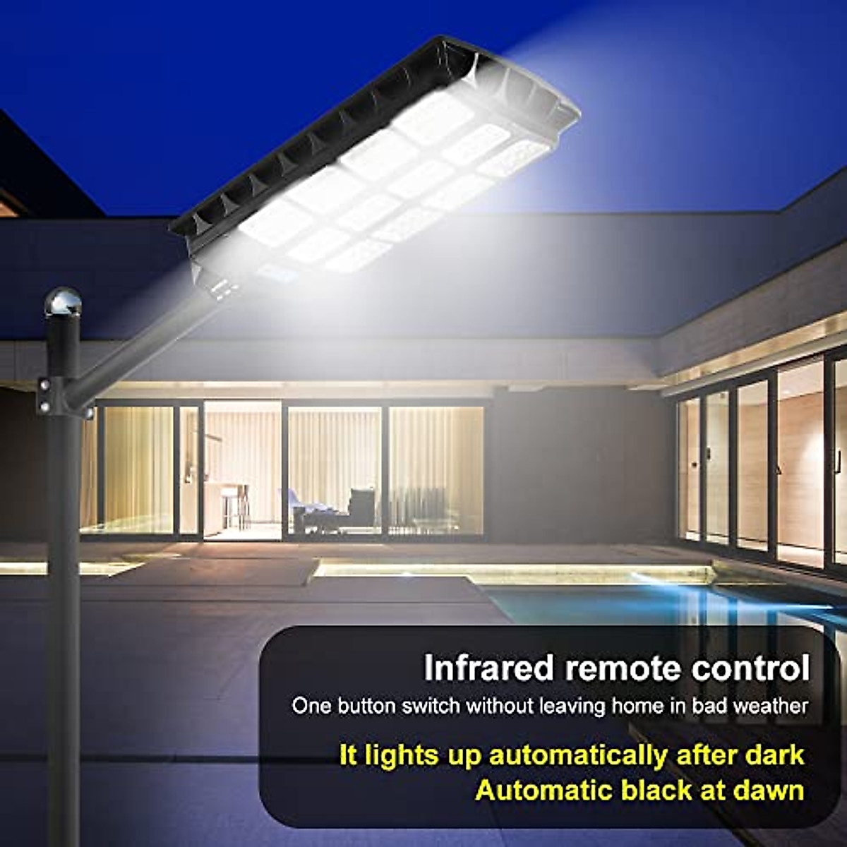 PINSAI LED Solar Street Light Outdoor Waterproof,50000LM Large Spuer Bright Solar Powered Security Flood Lights,Motion Sensor lamp for Yard,Fence,Parking Lot, Patio,Shed, Deck,Path