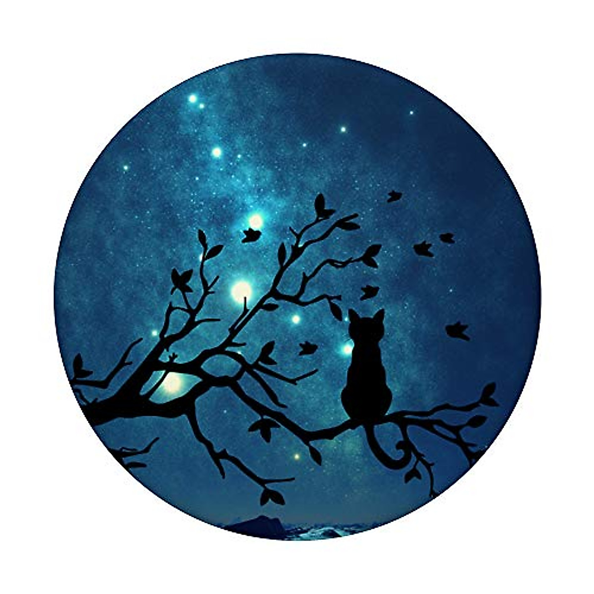 Night Cat in a Tree aurora Sky Christmas Gifts kids adults PopSockets PopGrip: Swappable Grip for Phones & Tablets