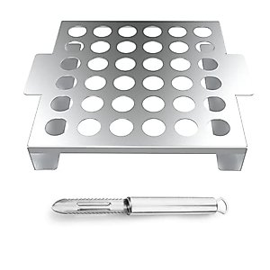Stainless Steel Jalapeno Pepper Grill Rack & Corer Set, Chili Pepper Roasting Rack, BBQ Grill Topper Accessory, Rotisserie Cook Tool for Chicken Leg Bacon