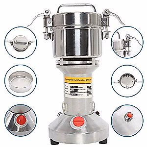 HYDDNice 700g Grain Mill Grinder 2500w 50-300 Mesh 36000RPM High Speed Electric Stainless Steel Grinder Spice Herb Cereals Corn Flour Powder Machine Commercial Grade