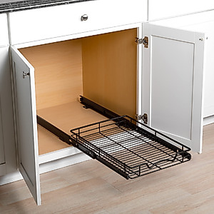 Hold N’ Storage Pull Out Cabinet Drawer Organizer, Heavy Duty-with Lifetime Limited Warranty- Slide Out Shelves, -11”W x 21”D - Requires At Least a 12-1/4” Cabinet Opening, Steel Metal, Black Finish