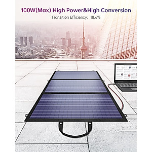 imuto 100W Portable Solar Panel,18V Foldable Solar Charger with IP54 Waterproof & High Charging Conversion Compatible with imuto T1000 Generator for Outdoor Camping Hiking Emergency RV Trailer Boat