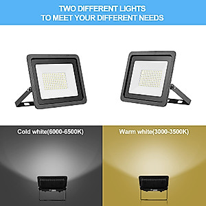 CTWUYOU LED Flood Light 100W Cold White 6500K Work Light,IP68 Waterproof Outdoor Spotlight,Suitable for Safety Lights for Gardens, Courtyards, Garages, Lawns