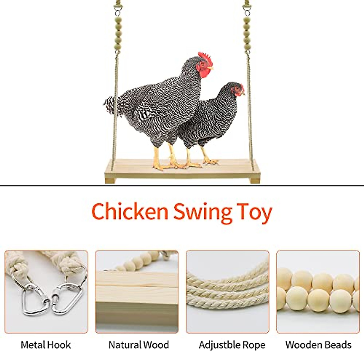 Chicken Swing Toys and Chicken Toys Xylophone, 2 Pack Chicken Toys for Poultry Run Rooster Hens Chicks Pet Parrots Macaw Entertainment Stress Relief for Birds