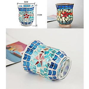 Blue Small Fish Mosaic Glass Tea Light Candle Holder Romantic Handmade Gifts Votive Candleholder Christmas Candlestick Holders Table Centerpieces Home Decor Wedding Party Table Decorations