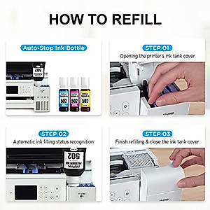 Fastink Compatible T502 502 Refill Ink Bottle Kit for ET-2760 ET-2750 ET-3750 ET-4760 ET-4750 ET-3760 ET-15000 ET-3710 ET-3700 ET-2700 ST-2000 ST-3000 ET-2803 Printer, 5-Bottle