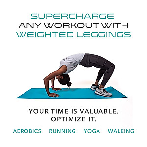 Challenge Weighted Workoutwear - Weighted Workout Leggings for Women, High Waisted Leggings w/ 5 Weight Enclosures On Each Leg, ⅛” Thick Flexible Weights, Yoga Pants Holds 2.5 Lbs, Black, L