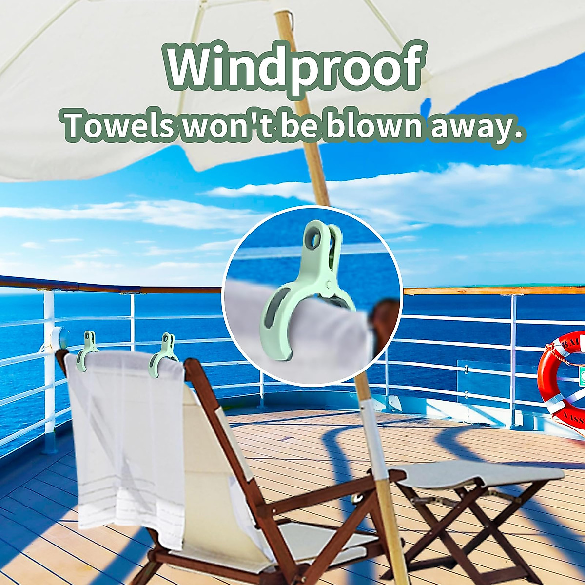 UGWKivd 6pcs Beach Towel Clips for Chair, Windproof Clamps for Ultimate Beach Comfort.Not only for The Seaside, but Also for Cruise,Kitchens and Other Scenes