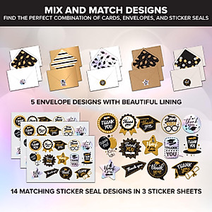 Decorably 40 Pack Foiled, Glittery & Holographic Graduation Thank You Cards with Envelopes & Stickers, Graduation Thank You Cards 2024, 6.5x4.5 Thank You Cards Graduation 2024, Grad Thank You Cards