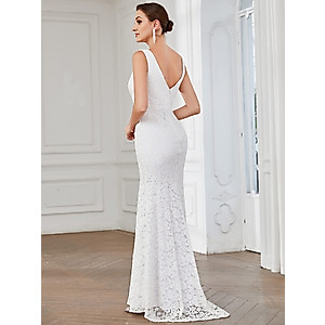 Ever-Pretty Womens Plus Size Elegant Lace Floor Length Sleeveless Prom Dress 22 US White