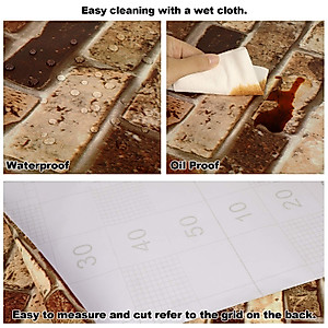 Okydoky Peel and Stick Wallpaper, Brick Wallpaper for Home Decoration, Kitchen Backsplash, Vinyl Self Adhesive Wallpaper for House, Workshop & Office, 17.7" x 394", C103-10