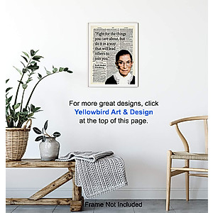 Ruth Bader Ginsburg Wall Art - RBG Motivational Quote Home Decor, Room Decoration for Office, Bedroom - Inspirational Gift for Women, Attorney, Lawyer, Liberal Feminist - Picture Poster Photo Print