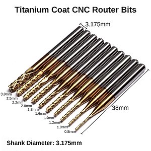 Genmitsu 40pcs End Mills CNC Router Bits, 1/8" Shank CNC Cutter Milling Carving Bit Set Including 2-Flute Flat Nose & Ball Nose, Nano Blue Coat & Titanium Coat, MC40A