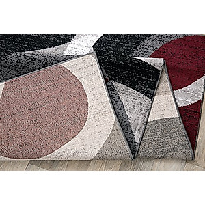 Rugshop Contemporary Abstract Circles Perfect for high Traffic Areas of Your Living Room,Bedroom,Home Office,Kitchen Easy Cleaning Area Rug 5'3" x 7'3" Red