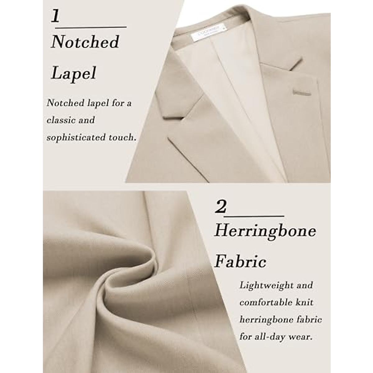 COOFANDY Men's Business Suit Jacket Stretch Knit Sport Coats Blazer Regular Fit Light Khaki