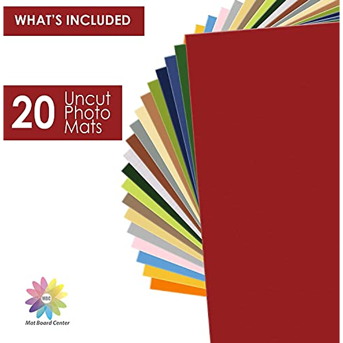 Mat Board Center, 16x20 Uncut Mat Boards - Full Sheet - for Art, Prints, Photos, Prints and More (Mixed Color, 20-Pack)