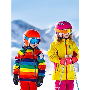 SATINIOR 6 Pairs Kids Winter Snow Mittens Waterproof Warm Ski Gloves Unisex Gloves for Cold Weather Children (for 6-12 Years)