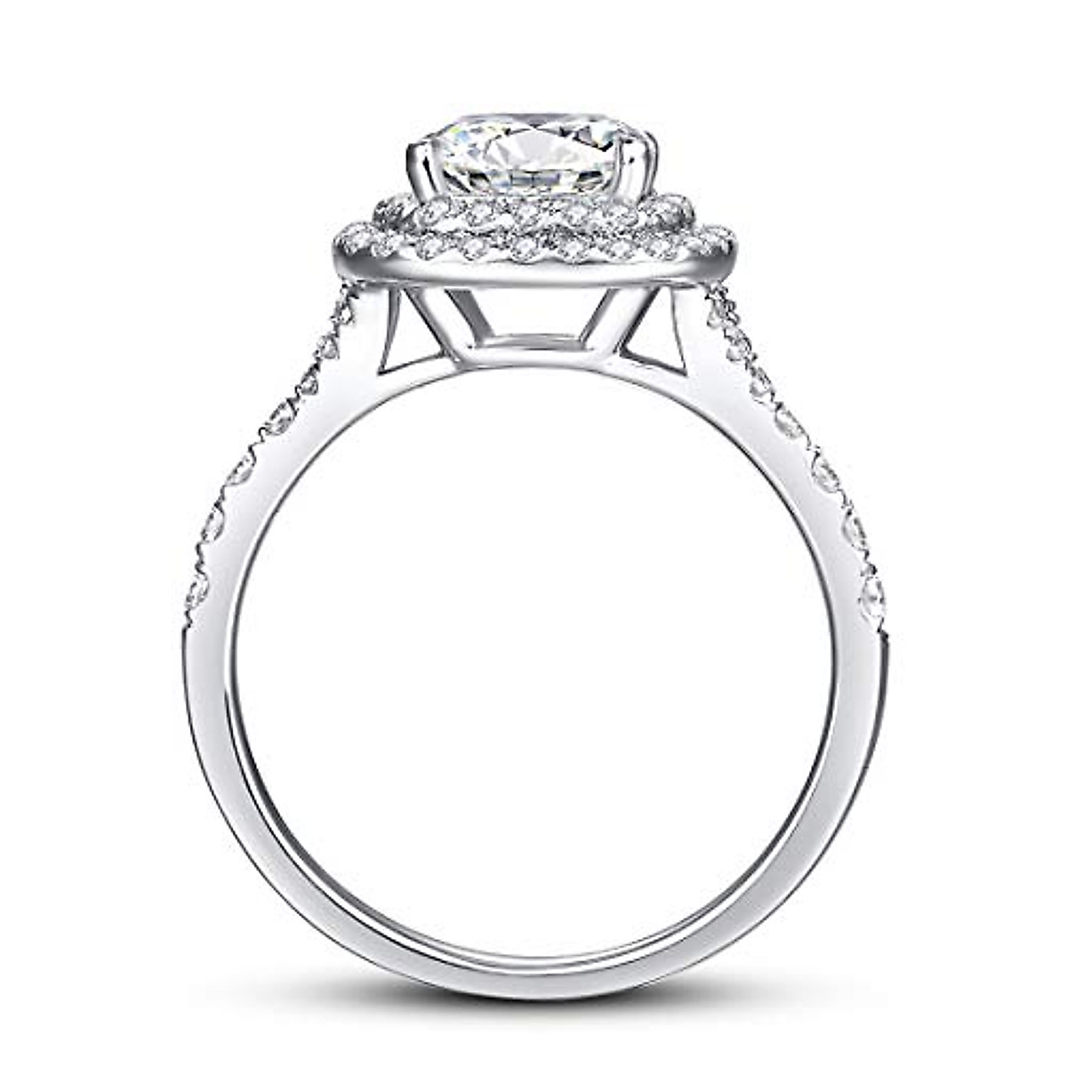 AVECON 3 Carat Cushion Cut Engagement Rings Cubic Zirconia Wedding Rings 925 Sterling Silver Solitaire Wedding Ring for Women Size 5