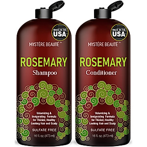 Rosemary Shampoo and Conditioner, Rosemary Oil Shampoo Promotes Hair Growth & Scalp Health, Rosemary Shampoo for Hair Growth Organic - Sulfate & Paraben Free, for Men Women - 16 fl oz each