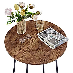 VECELO 23.6" Round Bar Table, Modern Bistro Pub Dining Room Furniture, Counter Height Wood Top for Breakfast Dinner Nap Conference, Easy Assembly,Brown