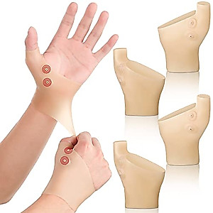 Nuanchu 4 pieces Gel Wrist Thumb Braces Wrist Hand Thumb Gloves Waterproof Wrist Compression Sleeve Hard Thumb Arthritis Brace for Typing Pain Relief, Men and Women (2 Pairs)