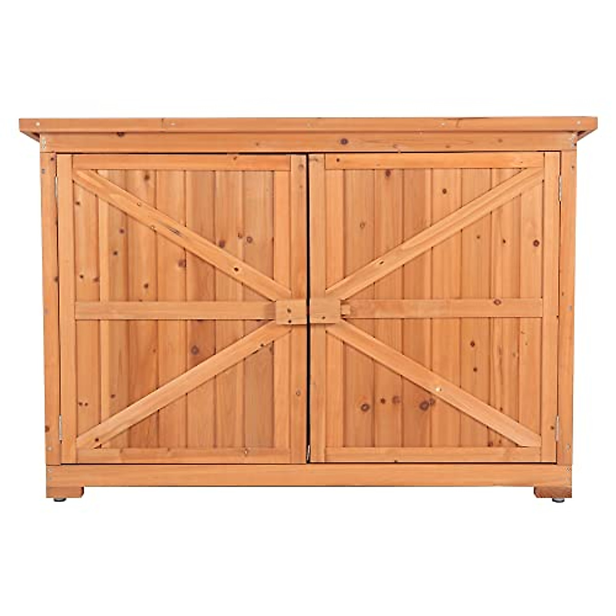 Kcelarec Outdoor Storage Cabinet, Wood Garden Shed, Outside Tool Shed, Vertical Organizer Cabinet with Double Doors for Outside, Garden and Yard