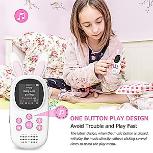 16GB Music MP3 Player for Kids, Cute Bunny Kids Music MP3 Player with Bluetooth, MP3 & MP4 Players with Speaker, MP3 Player with FM Radio, Recordings, Alarm, Pedometer, Stopwatch, Support up to 128GB.
