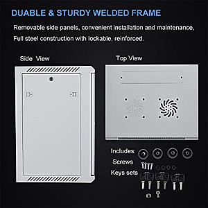Kenuco Wall Mount Rack Server Cabinet Data Network Enclosure 19-Inch Server Network Rack with Locking Glass Door 16-Inches Deep (OFF-WHITE 12U)