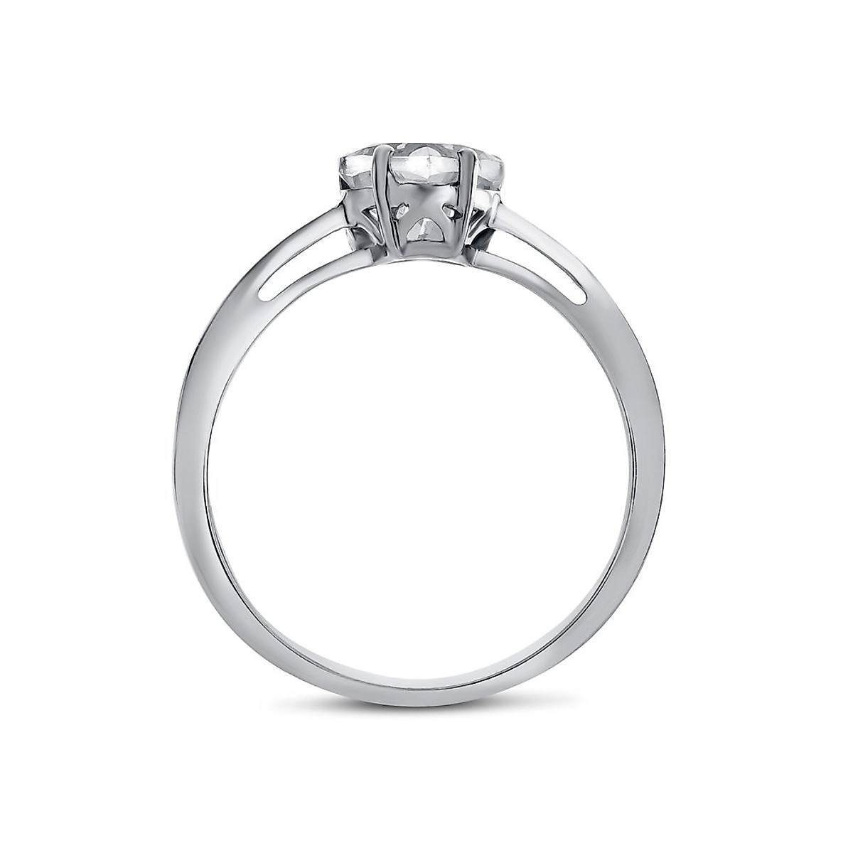 FJC Finejewelers 10k White Gold 7mm Solitaire Heart Shaped Simulated Aquamarine Ring Size 6