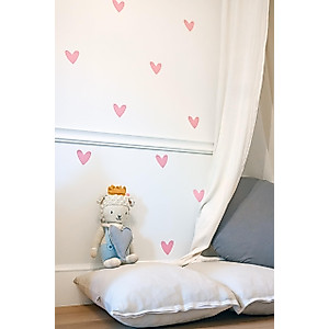 The Boho Design Hearts Wall Decals Peel and Stick for Kids, Baby Bedroom Nursery and Living Room. Love Vinyl Wall Stickers Decor (Pink)
