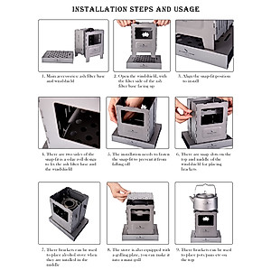 Boundless Voyage Titanium Folding Wood Stove Backpacking Stove with Pot Bracket Outdoor Camping Charcoal Burner Furnace Ti2010C