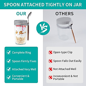 GUUTRY Overnight Oats Containers with lids and Spoons: 24 oz Mason Jars for Overnight Oats - 2 Pack Glass Meal Prep Container for Oatmeal - Food Storage Containers/Canning Jars/Food Jars