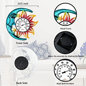 HOBYLUBY 14.5'' Outdoor Thermometer, Wall-Mounted Thermometer Decorative for Patio, Garden, Greenhouse, Home Decor, No Battery Require